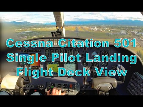 Cessna Citation 501 Corporate Jet Single Pilot Landing - Cockpit Flight ...