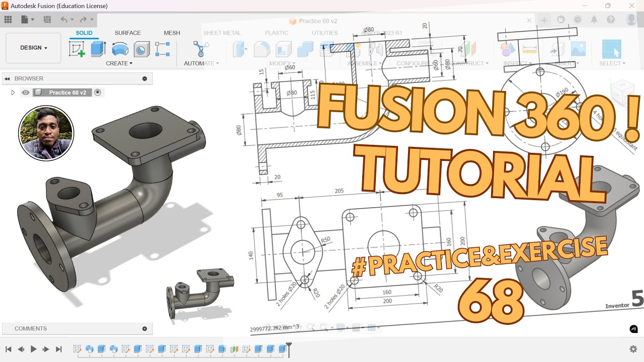 DRAWING UNDERSTANDING AND MAKE OBJECT IN FUSION 360 | PRACTICE 68 - YouTube