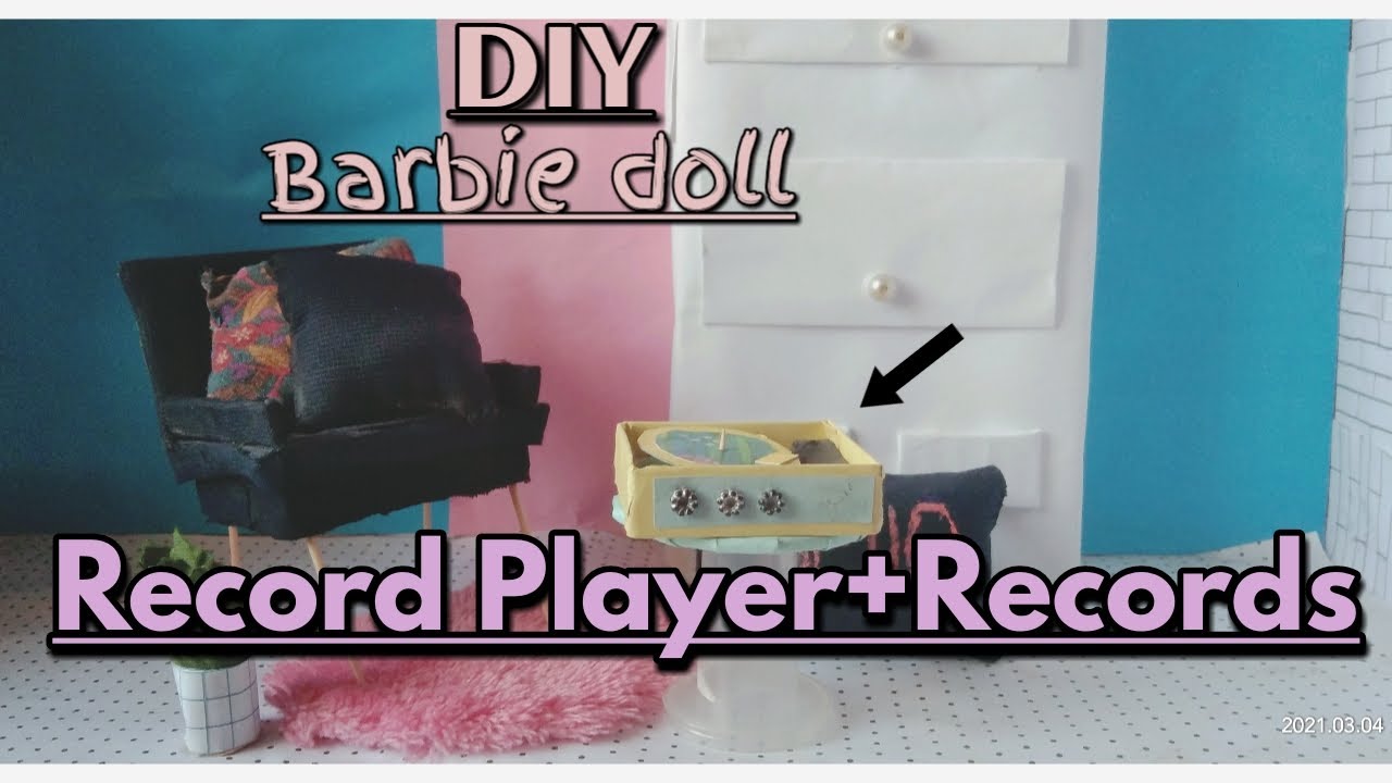 DIY:Barbie doll Record player + Records . - YouTube