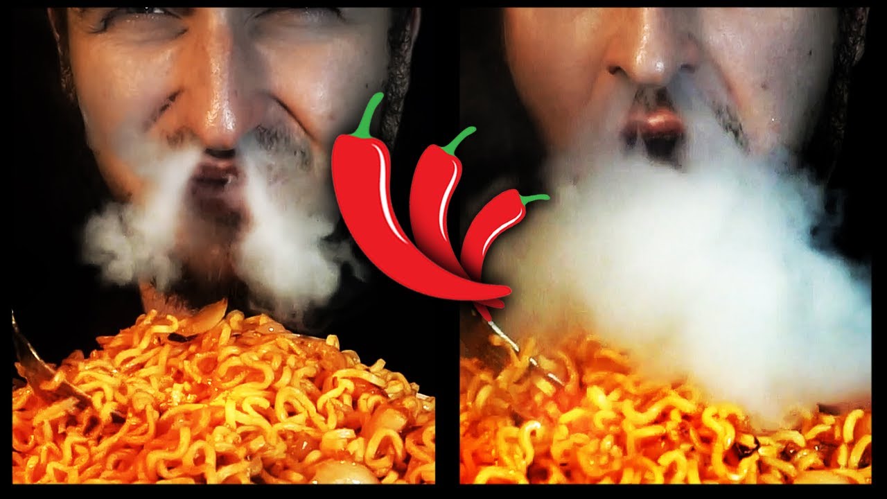 ASMR | Death SPICY Noodles | Dragon breath | Chewing/breathing | No ...