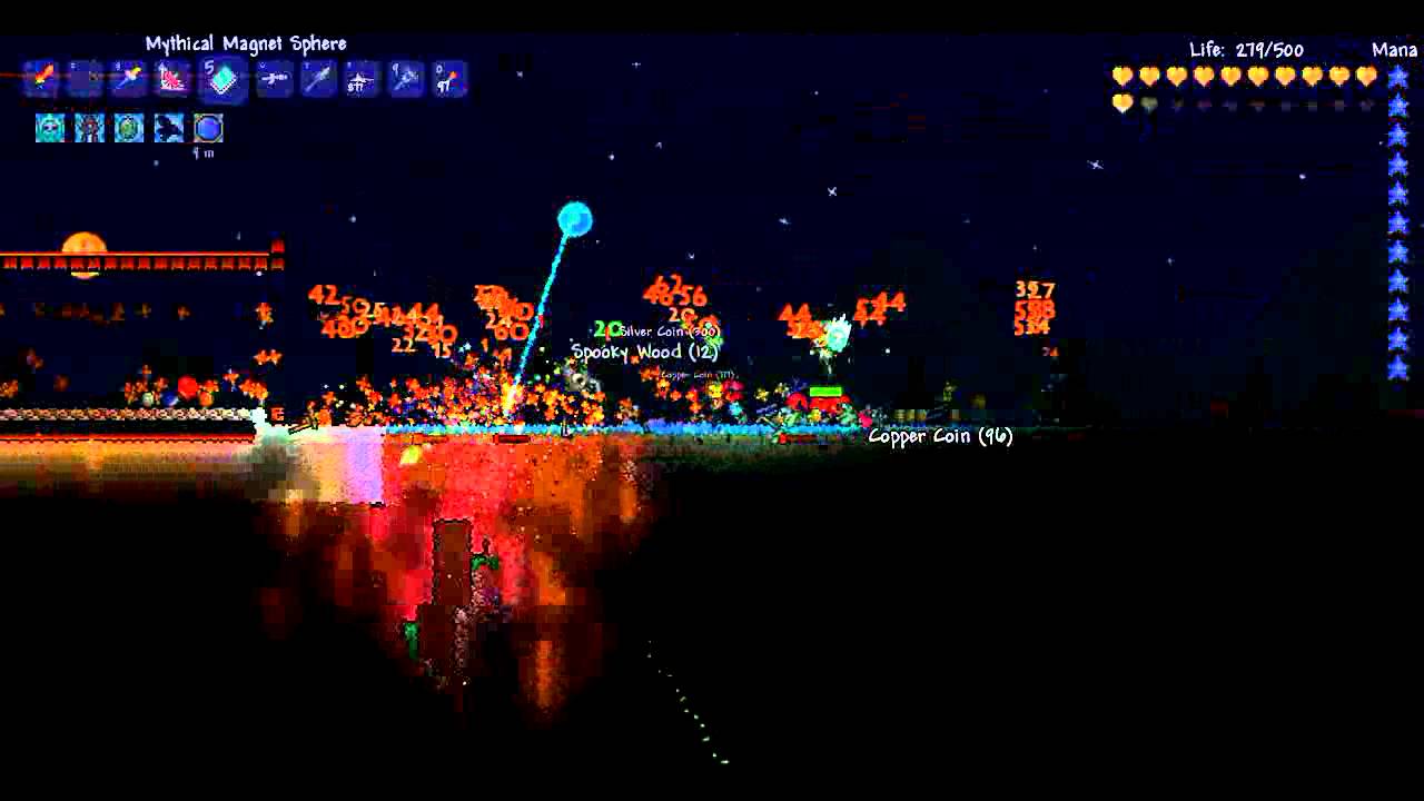 Terraria:pumpkin moon solo wave15(vampire knives) - YouTube
