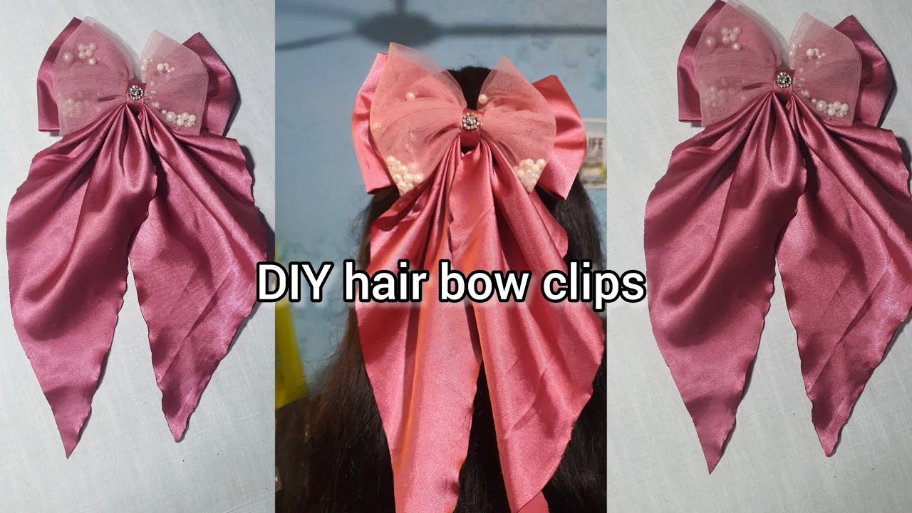 Making hair bow clips /Diy hair bow/satin fabric hair bow clips - YouTube