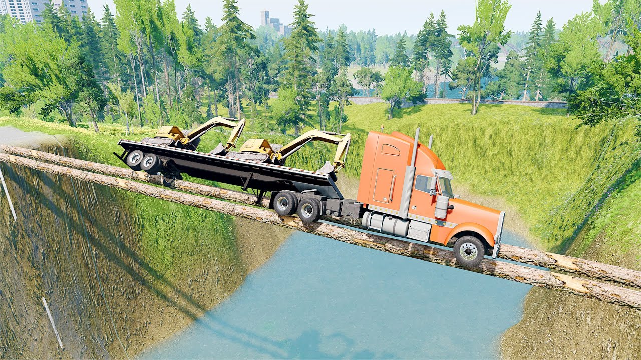 Mobil vs Log Bridge #12 - BeamNG Drive - YouTube