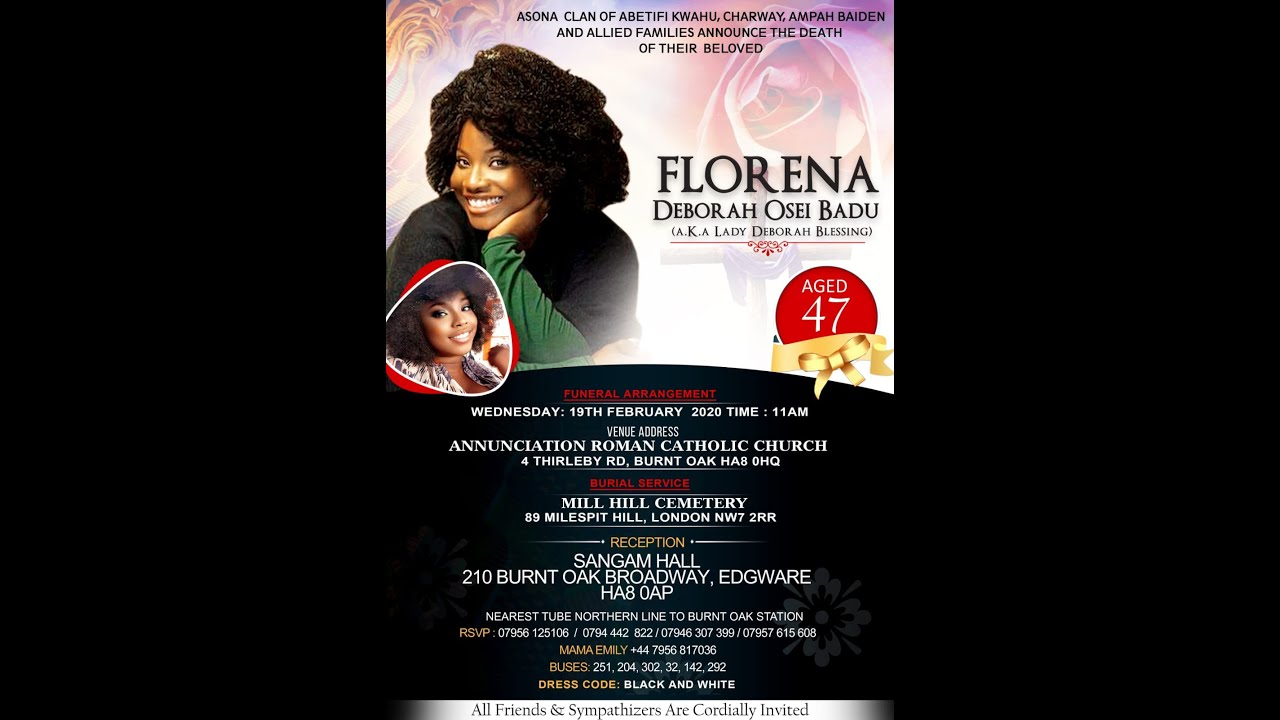 FUNERAL FOR MRS. FLORENA DEBORAH OSEI BADU - YouTube