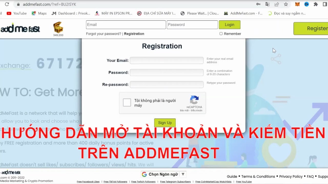 Hướng dẫn mở tài khoản kiếm coin AMF bằng Addmefast - YouTube
