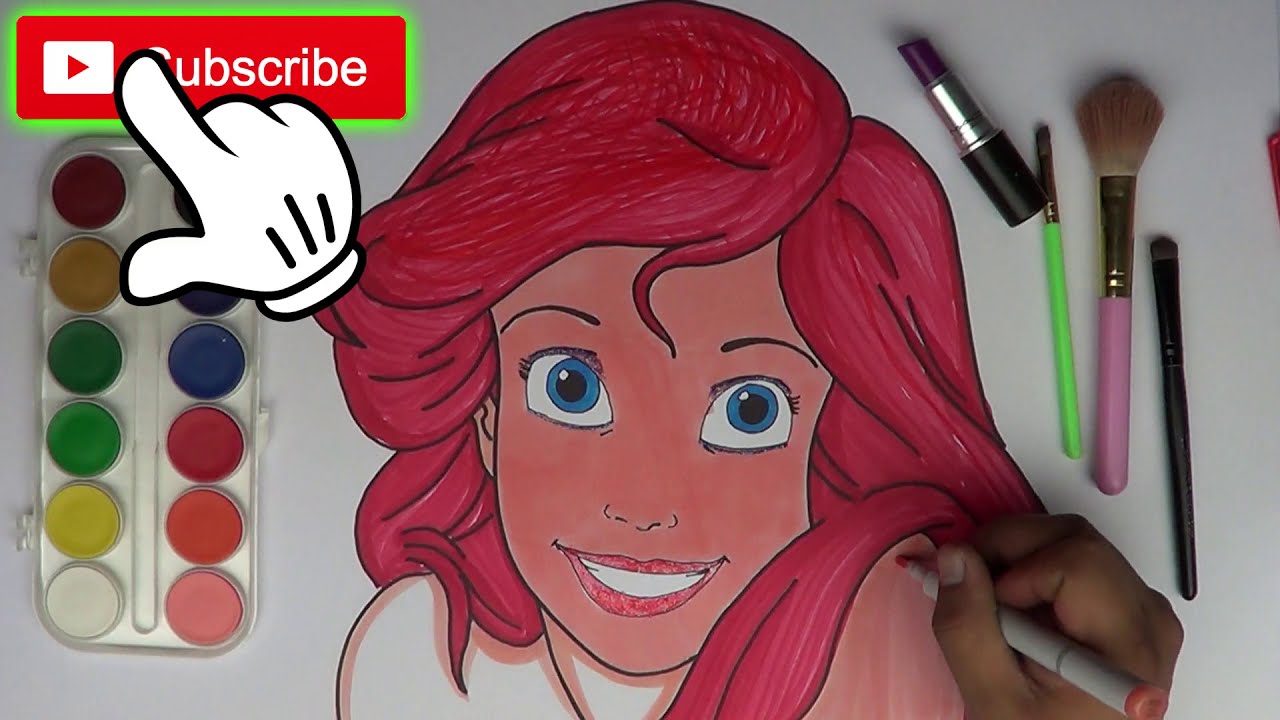How to Draw & Color the Little Mermaid Princess Ariel - YouTube