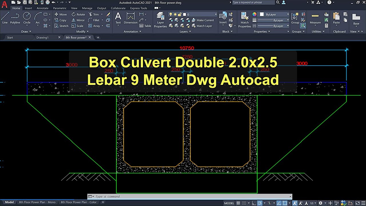 Box Culvert Double 2x2,5 Meter Format Dwg Autocad - YouTube