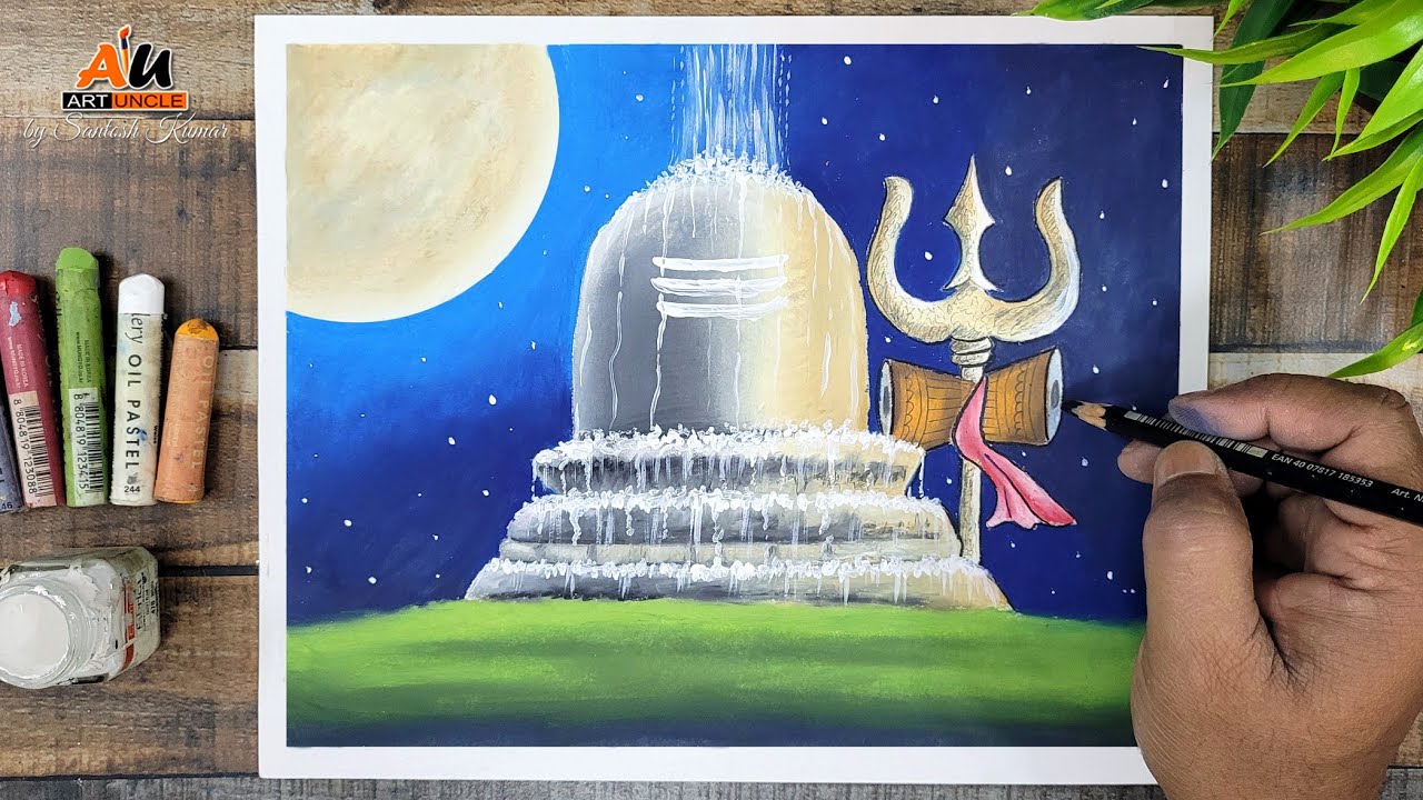 How to draw shivling | Lord shiva drawing | Oil pastel drawing - YouTube
