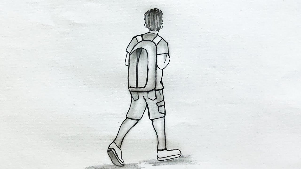 How to Draw a Boy with a Bag - Easy Boy Drawings Step by Step - Pencil ...