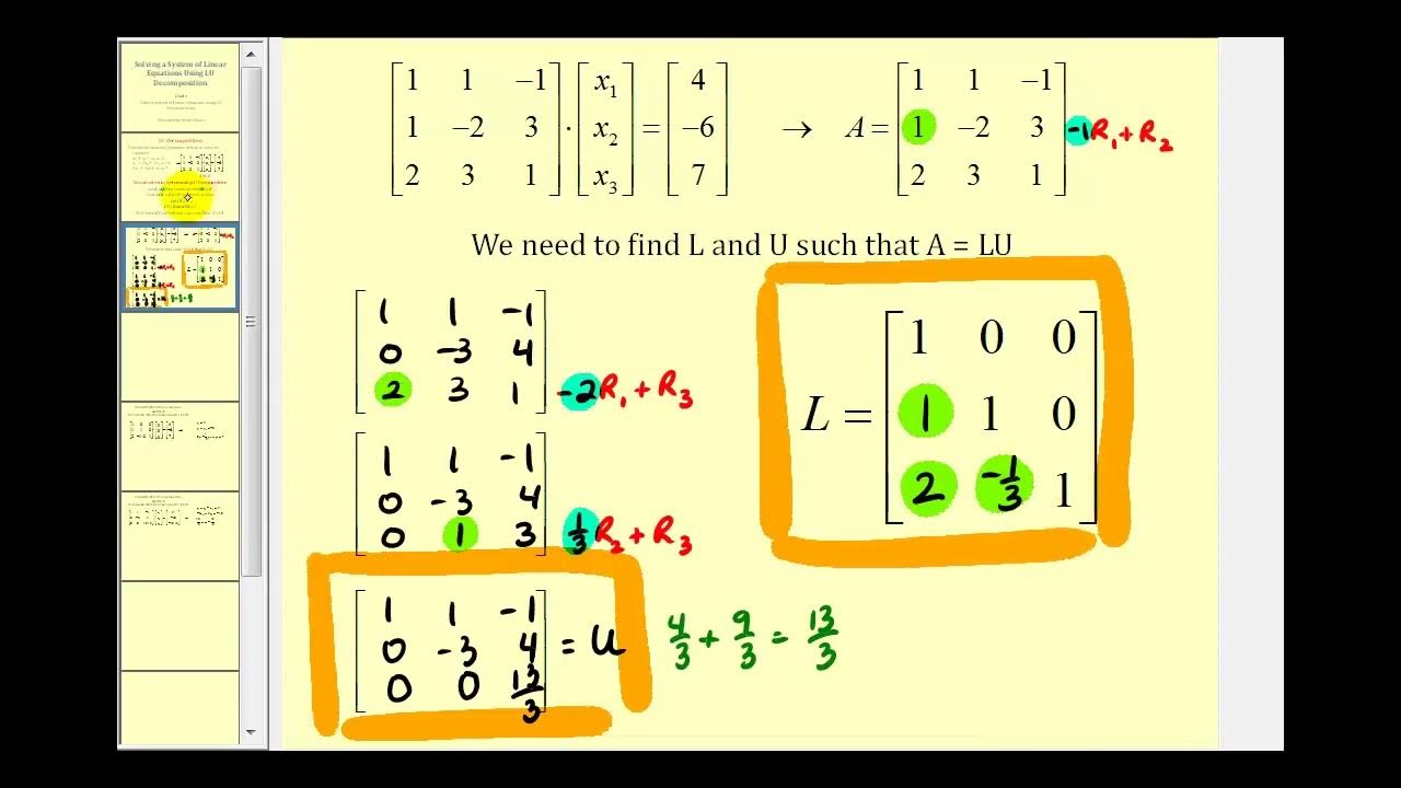 LU Decomposition Method in Solving Linear Equations - YouTube