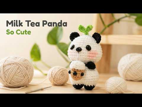 Patrón de panda a crochet con té con leche | Tutorial de amigurumi para principiantes