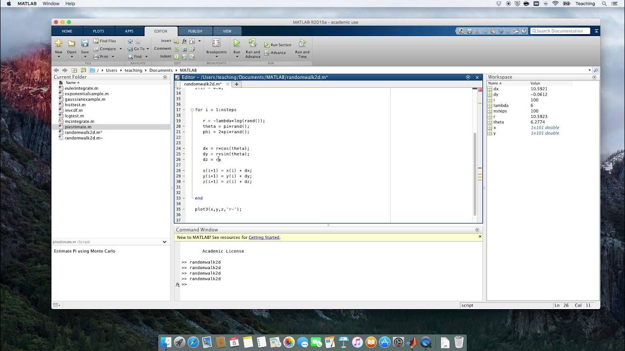 Computational Physics Video 29 - Generating Random Walks using MATLAB ...