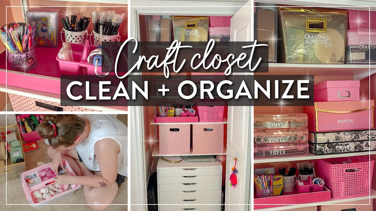 Craft Closet Organization | Craft Supplies Declutter | Cleaning my ...