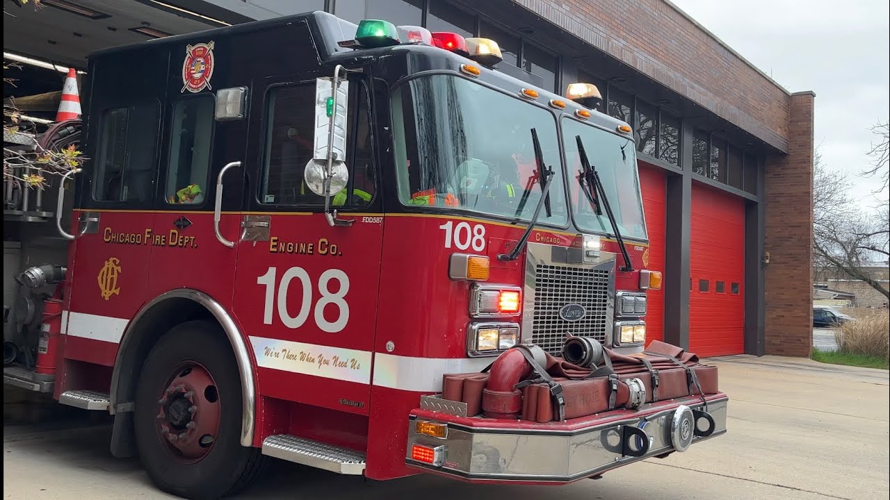 *Eq2b horn and brake* Chicago fire department Engine 108 responding ...