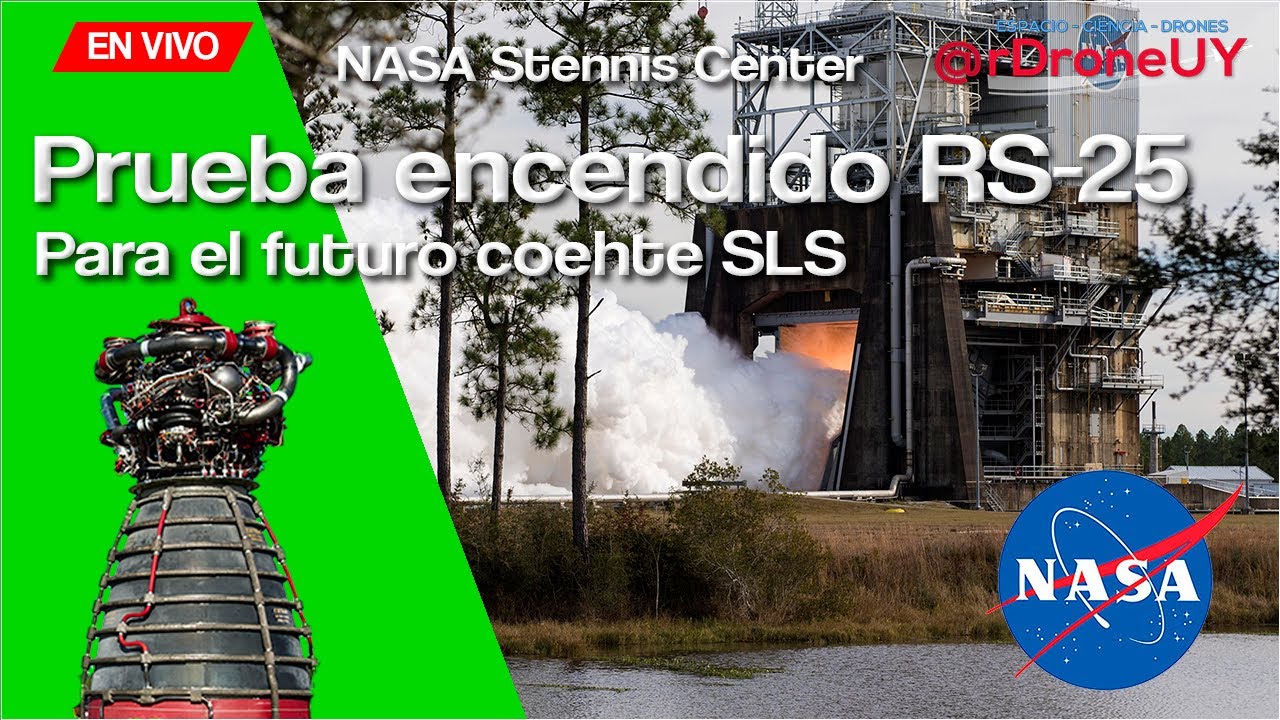 Nueva prueba de un motor RS 25 para el cohete SLS de la NASA, sonido ...