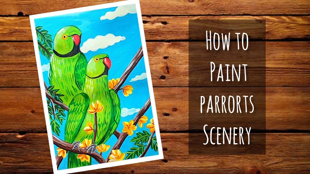 How to paint parrots using poster paint in gouache technique *Easy ...