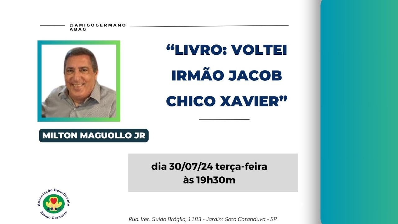 " Livro: Voltei Irmão Jacob Chico Xavier " - YouTube