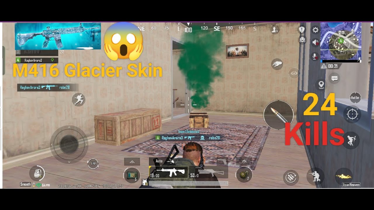 M 416 New Glacier Skin 🥶 | BGMI | 24 Kills | RA Plays - YouTube