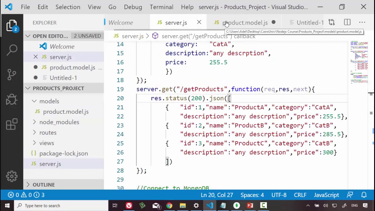 9 Cairo Univ Nodejs Mvc Project Structure And Write Your First Model 9774