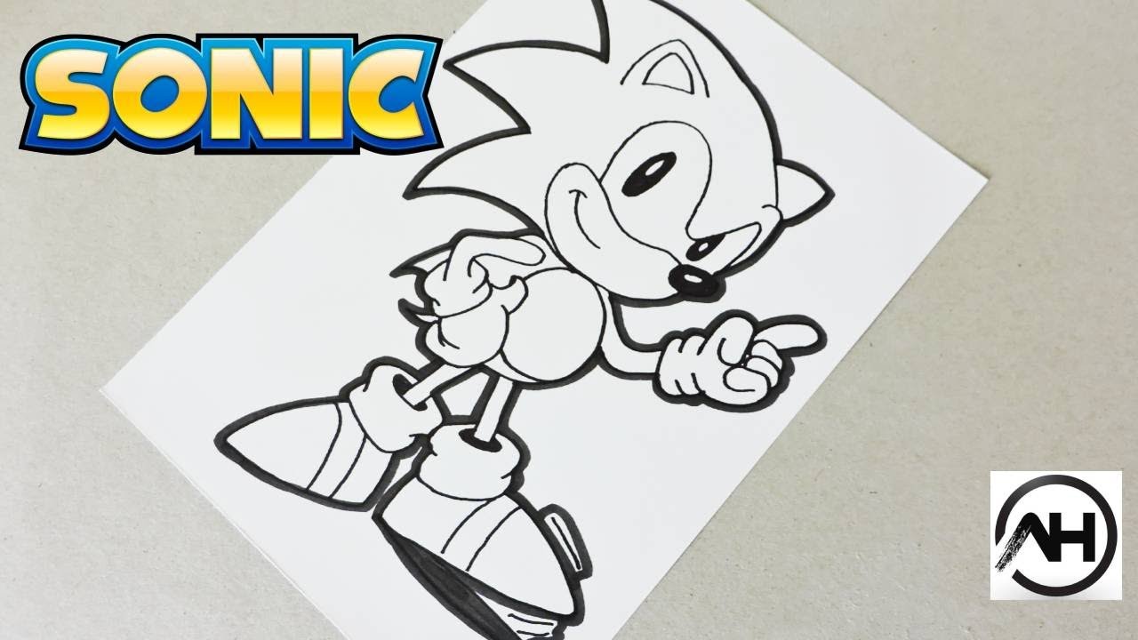 How To Draw CARTOON SONIC Using Marker Pen l Step By Step - YouTube