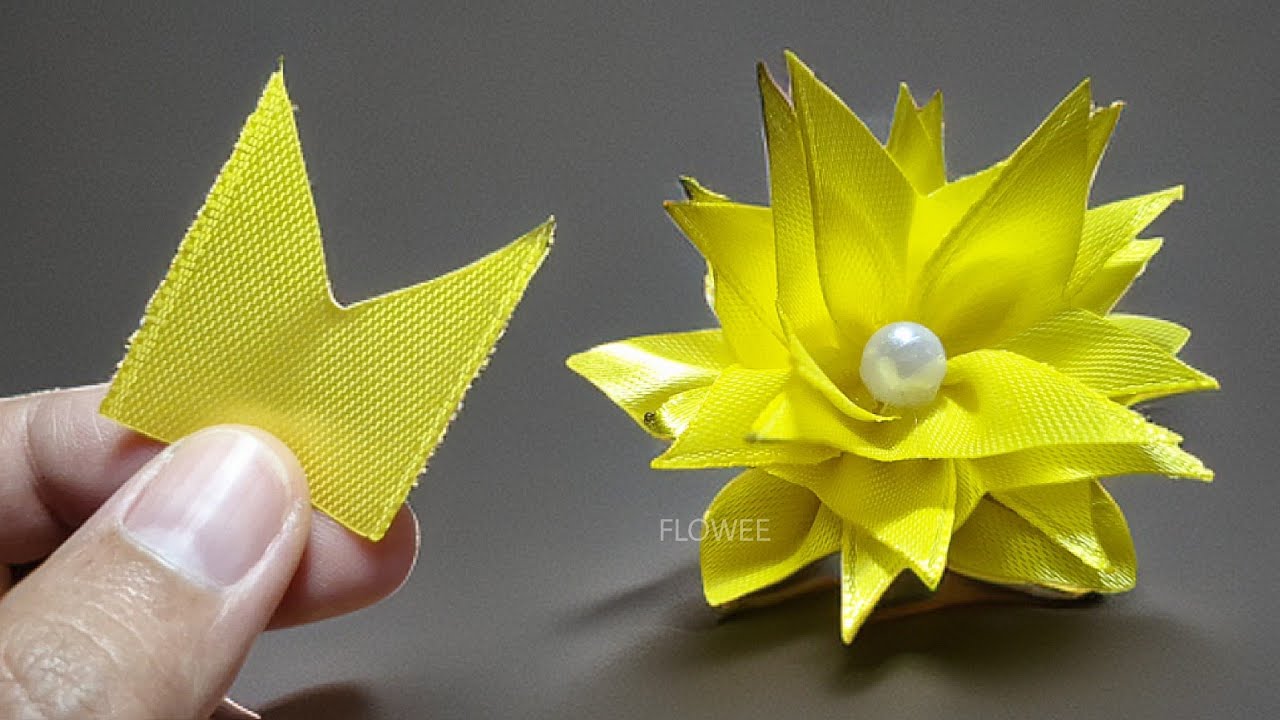how to make flower with satin ribbon easy - diy- amazing ribbon flower ...