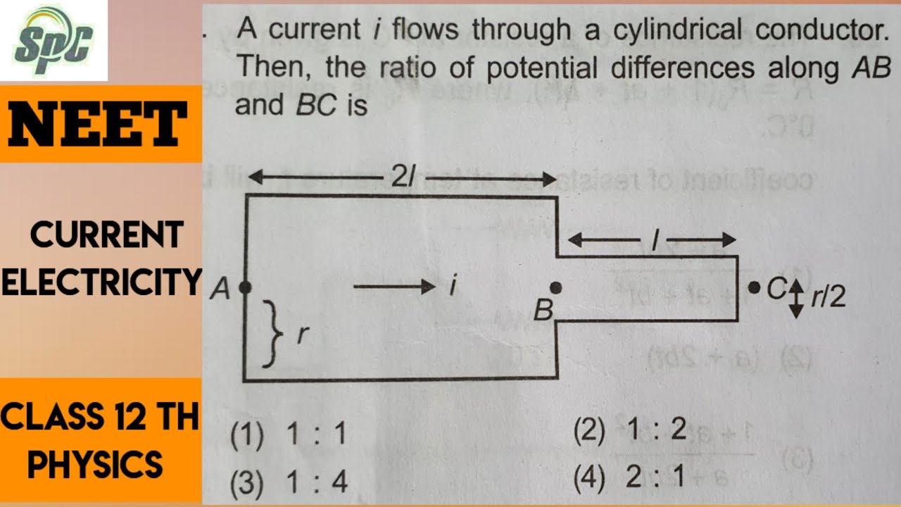 A current i flows through a cylindrical conductor. Then, the ratio of ...