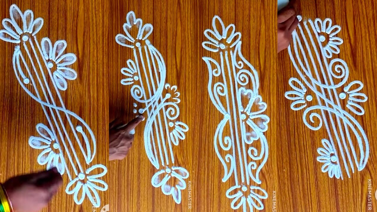 Rangoli designs side muggulu 🌺🌺 super side muggulu - YouTube