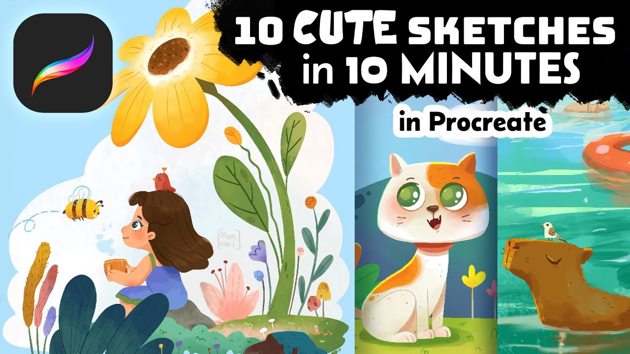 10 Cute Sketches In 10 Minutes - PROCREATE Children's Book ...