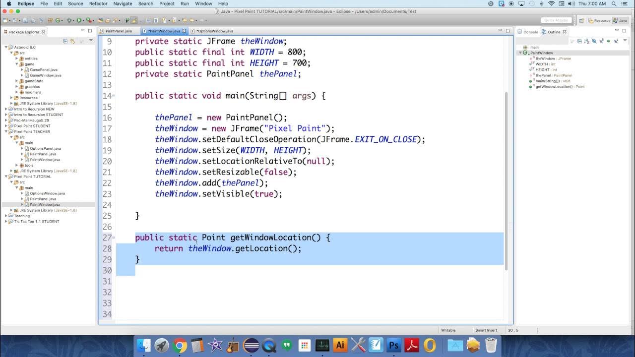 Java Pixel Paint 5 Set Options Location - YouTube