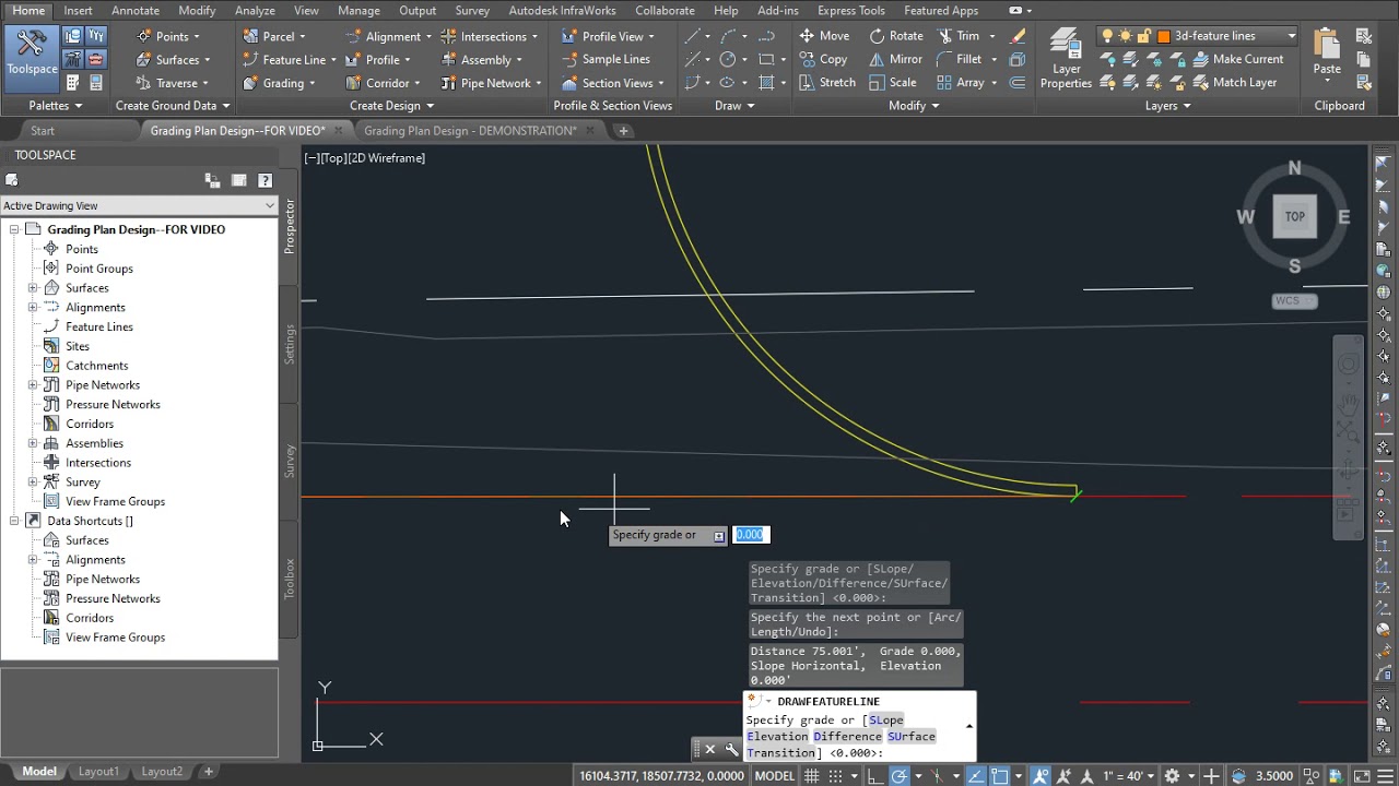 Grading Plan Design 4 (Feature Lines) - YouTube