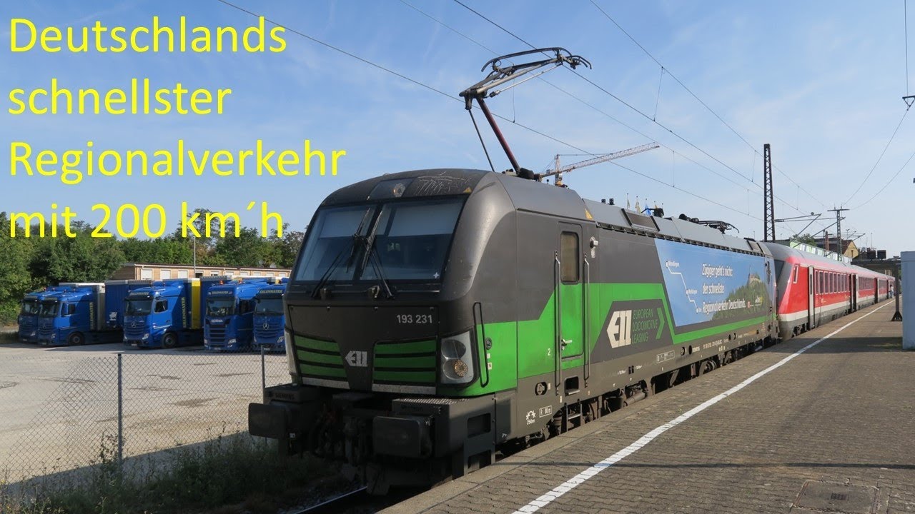 Mit 200 km`h über die Neubaustrecke Wendlingen-Merklingen-Ulm im IRE ...