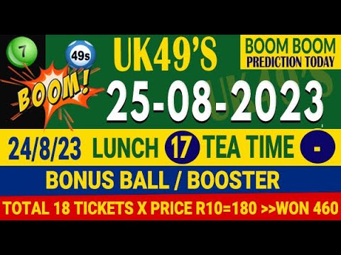 25/8/2023 UK 49s prediction for today UK 49 Lunchtime and Teatime Bonus ...