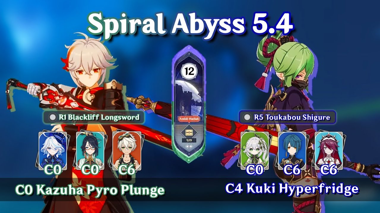 C0 Kazuha Pyro Plunge & C4 Kuki Hyperfridge Spiral abyss 5.4 Floor 12 ...
