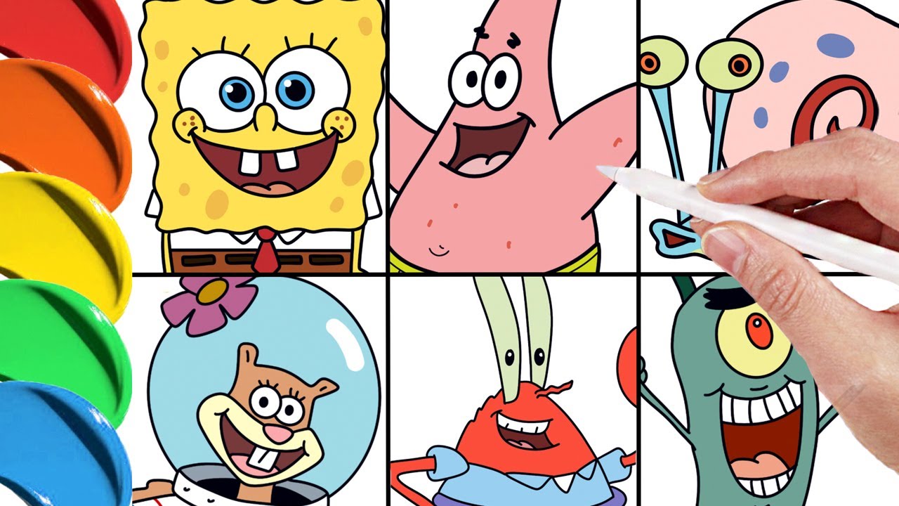 spongebob Coloring Book Compilation coloring Pages - easy drawing - YouTube