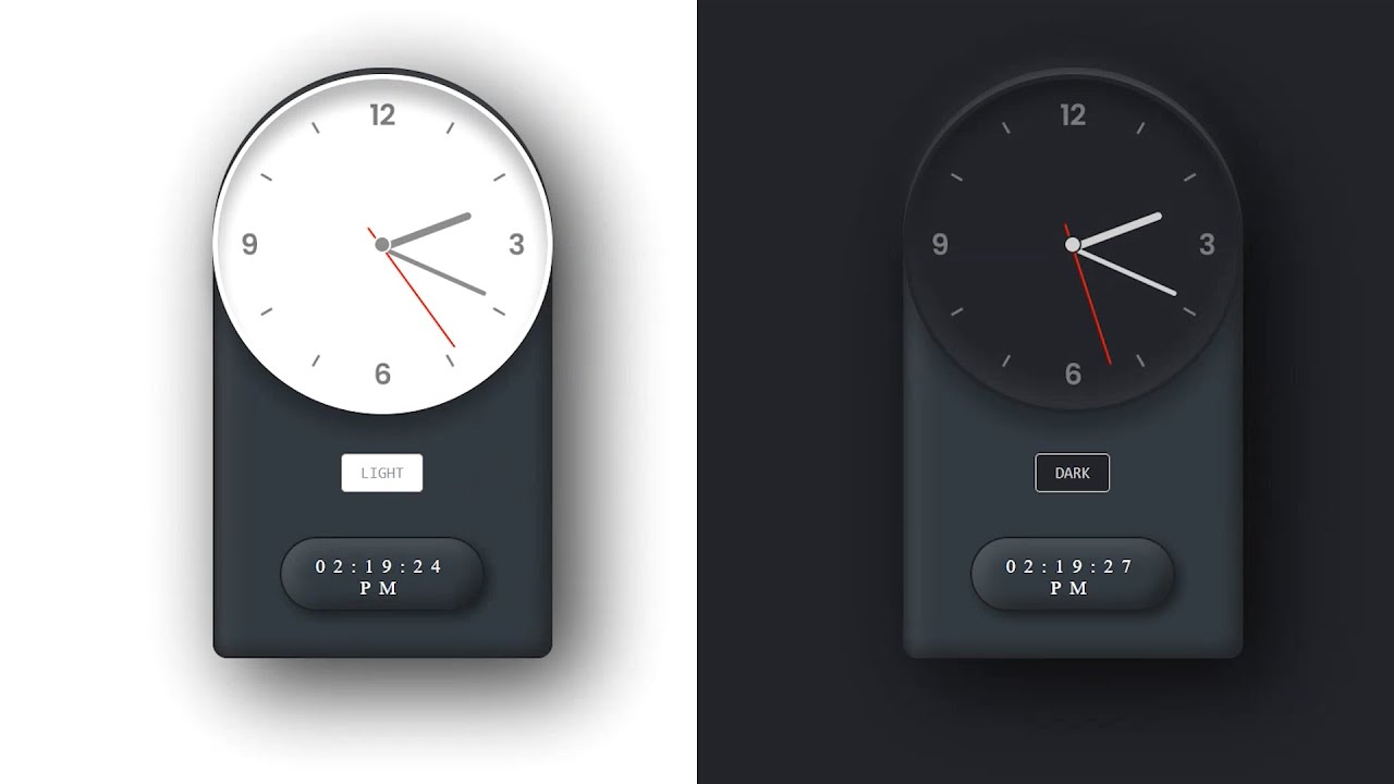 Analog And Digital Clock Design Using Html Css And Javascript Youtube 4740