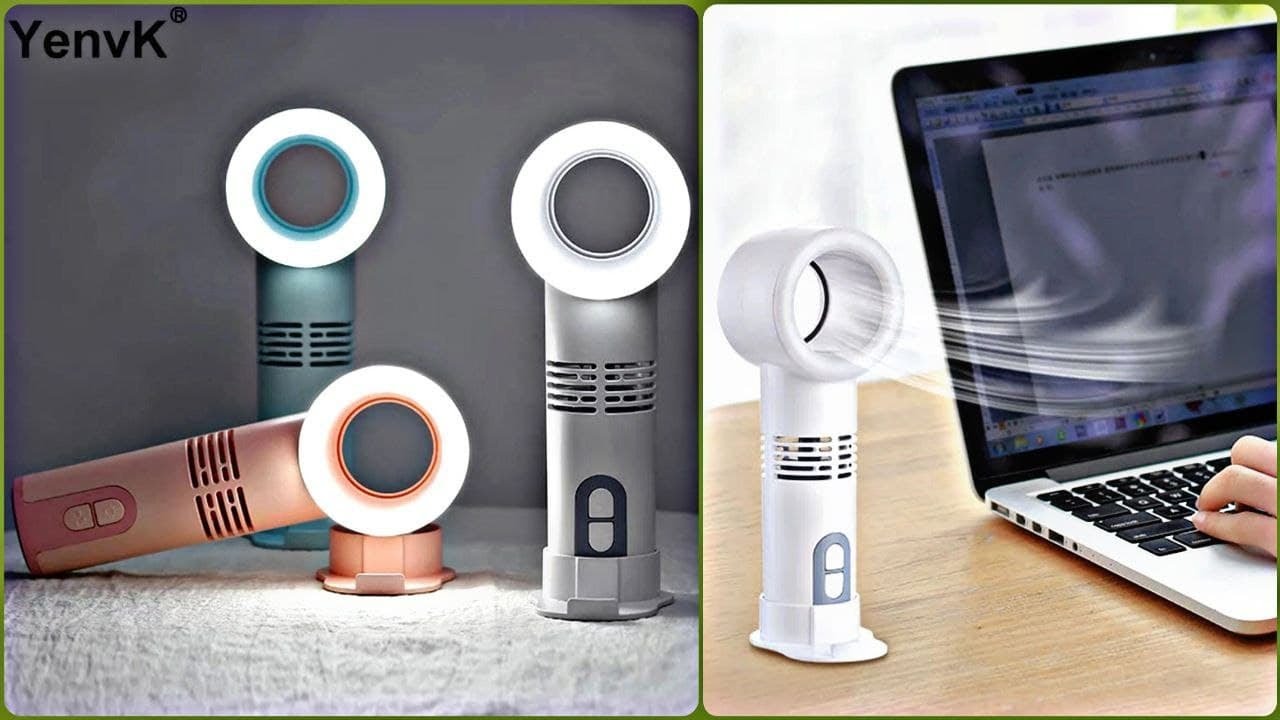 Bladeless table fan with illumination - YouTube