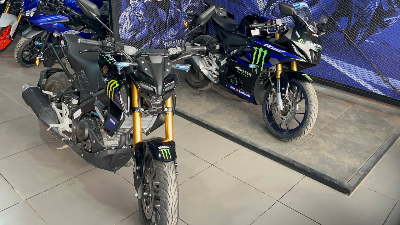 Yamaha MT15 Monster AND Yamaha R15 Monster_Walkround_#virelvideo #mt15 ...