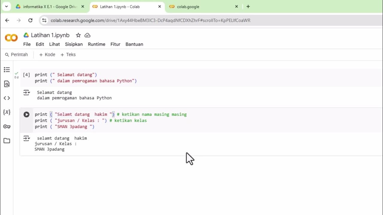 Pengunaan Google Colab ( Colaboratory untuk Pemongraman Pyton - YouTube