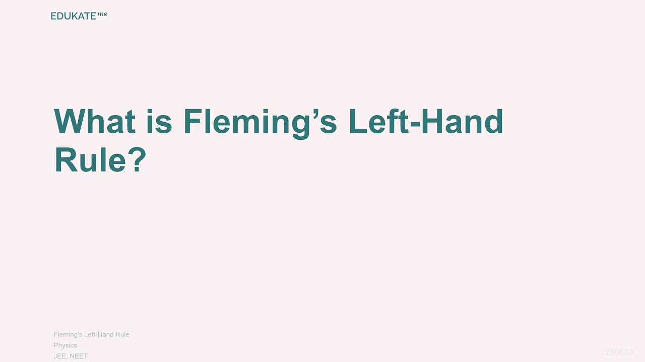 What is Fleming’s Left-Hand Rule? - YouTube