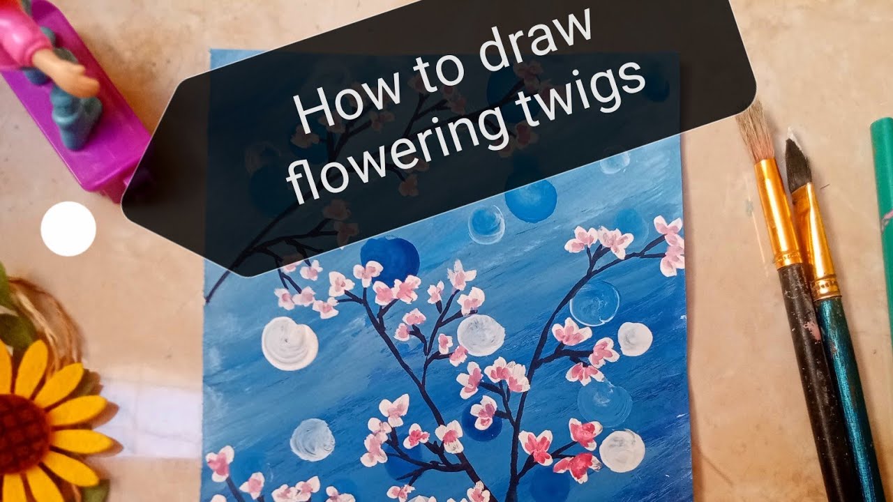 painting flowering twigs / for beginners#draw #watercolordrawing - YouTube