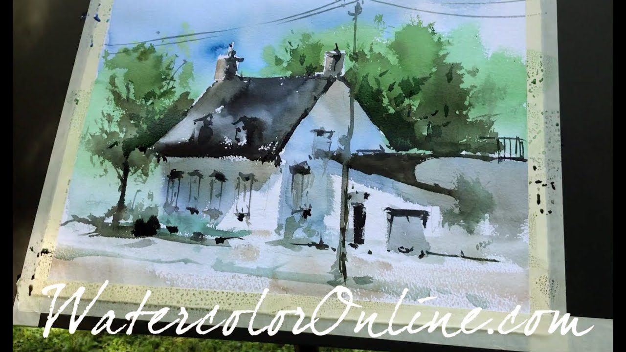 #100 Going Outside (Watercolor Landscape Tutorial) - YouTube