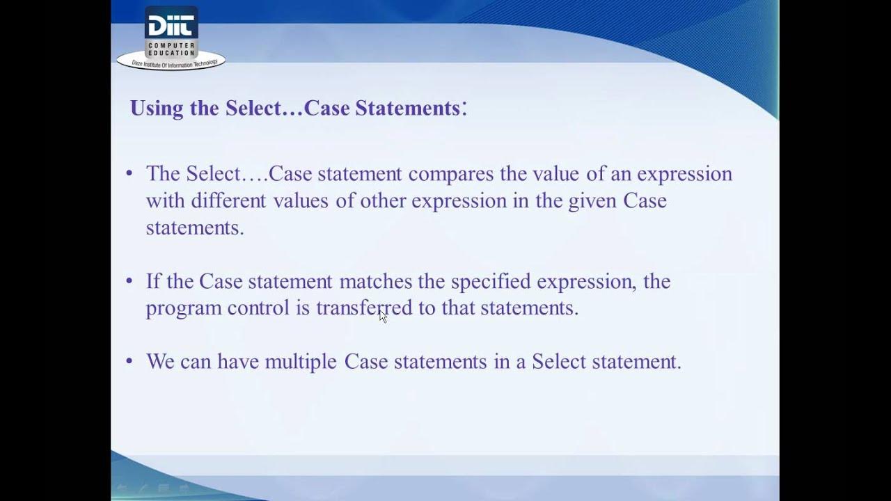 Select..Case statement theory- (part-8)Vb.net tutorial in Tamil - YouTube