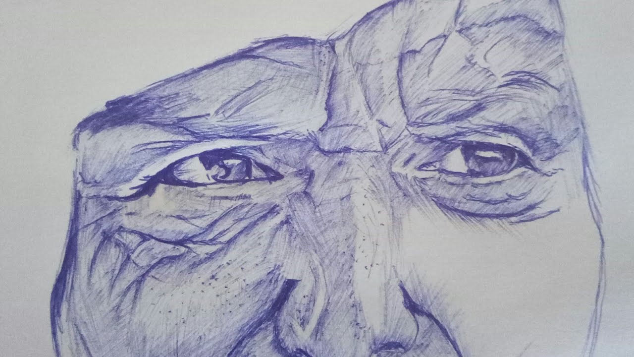 This is the old man sketch in blue pen - YouTube