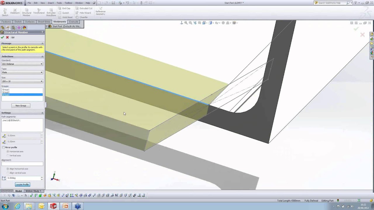 Using Weldments For Structural Steel in SolidWorks - YouTube