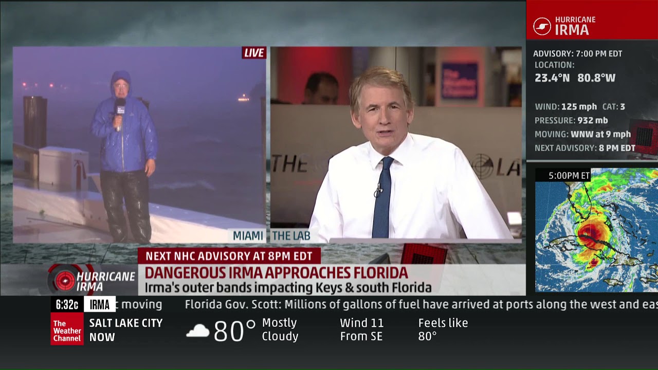 Mike Seidel The Weather Channel Hurricane Irma Miami 7-8 PM 9-9-2017 ...