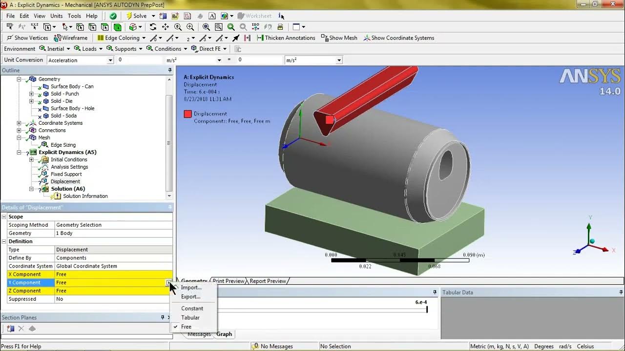 25 ANSYS ANSYS WORKBENCH Explicit Dynamic soda can crush tutorial - YouTube