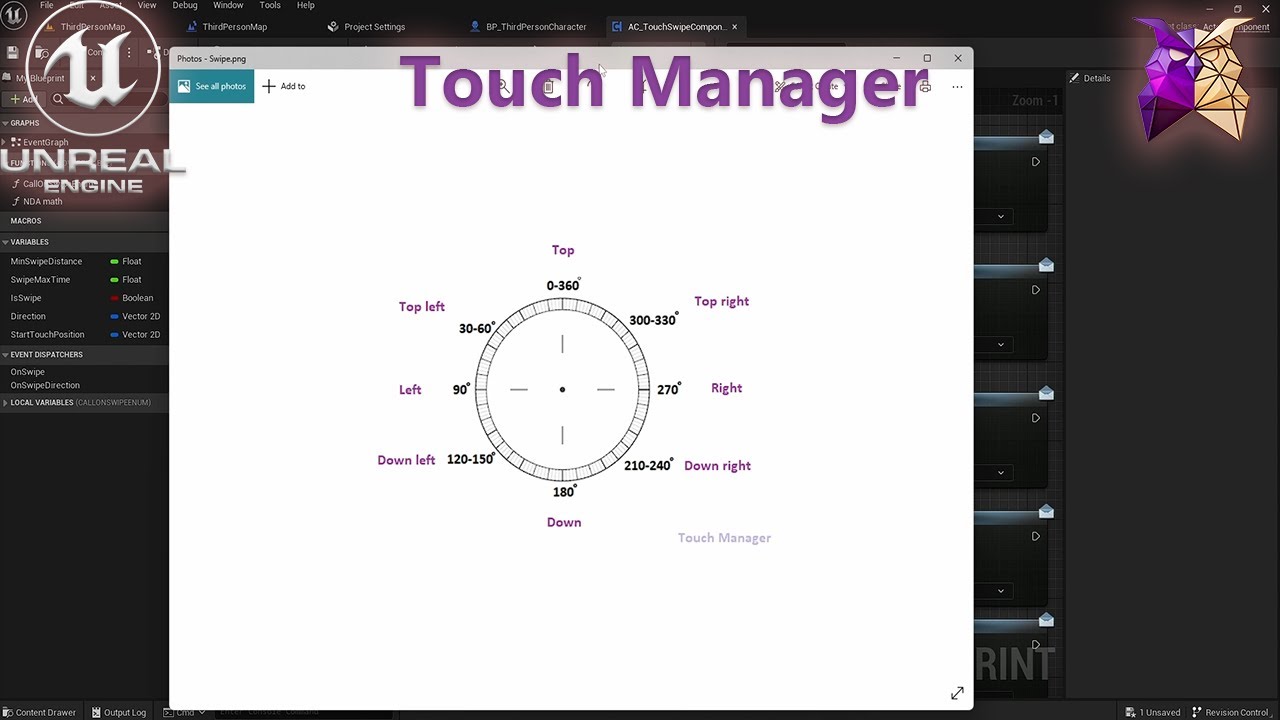 Touch Manager, (Optional) Swipe 8 Directions angle changing - YouTube