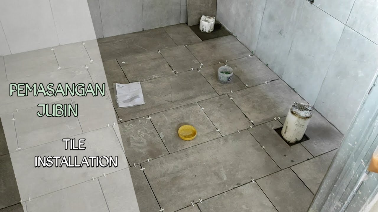 Kerja pemasangan jubin bilik air. Tile installation - YouTube