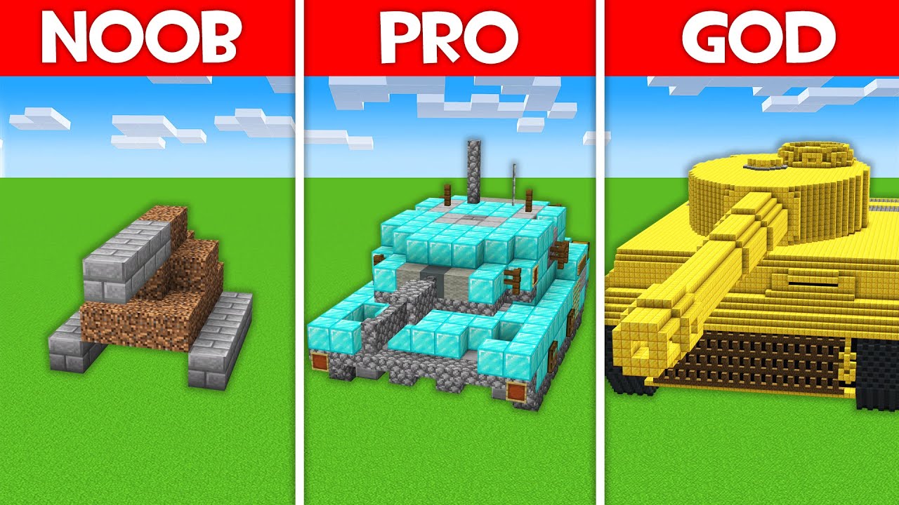 Minecraft Battle: GIANT TANK BUILD CHALLENGE - NOOB vs PRO vs HACKER vs ...