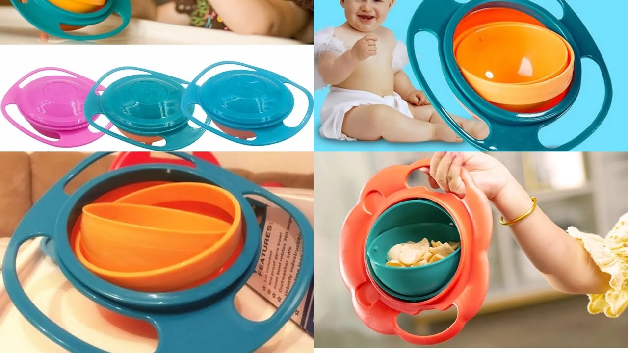 MAGIC ROTARY SPILL PROOF NOVELTY GYRO BABY FEEDING FOOD BOWL 360 ...